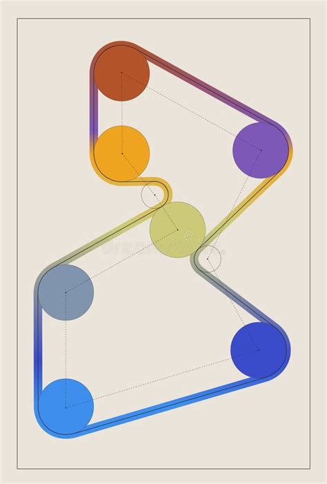 vector illustration depicts curved path with circles along it