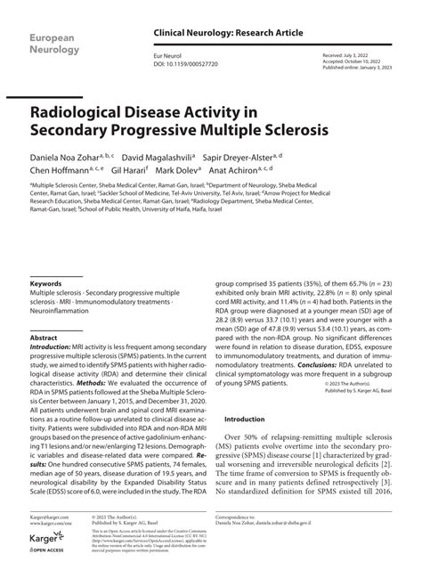 Pdf Radiological Disease Activity In Secondary Progressive Multiple Sclerosis