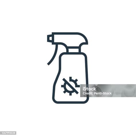 흰색 배경에서 격리된 소독제 벡터 아이콘입니다 웹 사이트 디자인 및 모바일 앱 개발을 위한 개요 얇은 라인 소독 아이콘 얇은 선