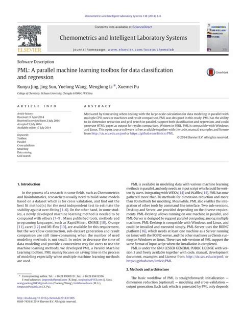 Pdf Pml A Parallel Machine Learning Toolbox For Data Classification