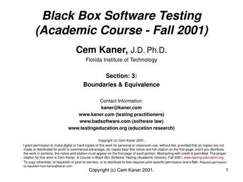 Ppt Black Box Software Testing Academic Course Fall 2001 Powerpoint Presentation Id307542