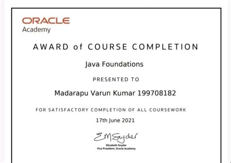 Varun Madarapu On Linkedin Java Foundations Certification From Oracle