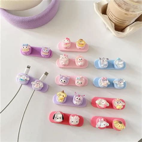 만화 마그네틱 데스크 Usb 케이블 오거나이저 범용 산리오 시나모롤 쿠로미 데이터 라인 코드 프로텍터 와인더 코드 관리 Aliexpress