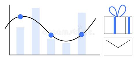Bar Graph With Line Chart T Box And Envelope Representing Business Metrics And Rewards