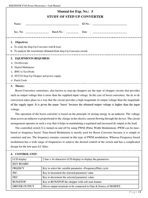 exp 5 manual pdf power electronics telecommunications engineering
