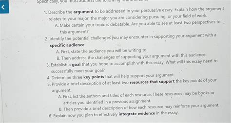 1 Describe The Argument To Be Addressed In Your