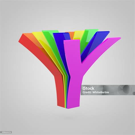 Huruf 3d Huruf Y Huruf Besar 3d Membuat Font Pelangi Cutaway Warna