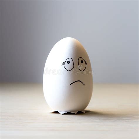 A White Easter Egg With A Sad Face Crying Eyes And Lips Stock