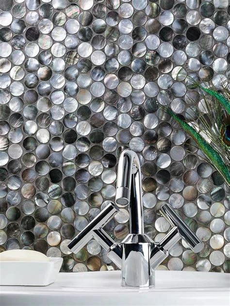 Penny Round Black Lip Mother Of Pearl Shell Mosaic Backsplash Tile Mop
