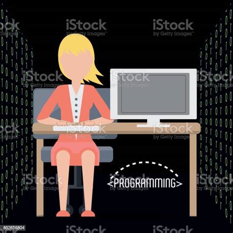 Web Developer Working On Computer Programming Coding Stock Illustration