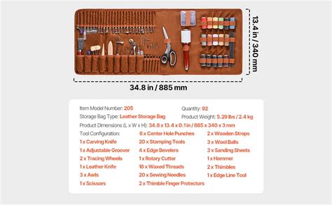 Vevor Leather Crafting Tool Kit — 92 Pcs For Diy And Pros