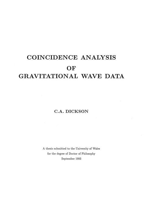 Pdf Coincidence Analysis Of Gravitational Wave Data