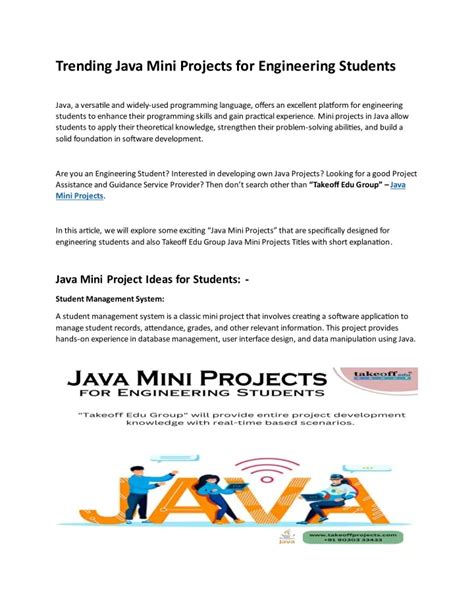 PPT Java Mini Projects For Engineering Students PowerPoint