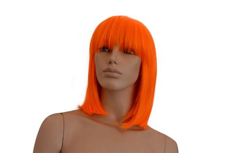 Deluxe Fluro Orange Long Bob Wig Perth Hurly Burly Hurly Burly