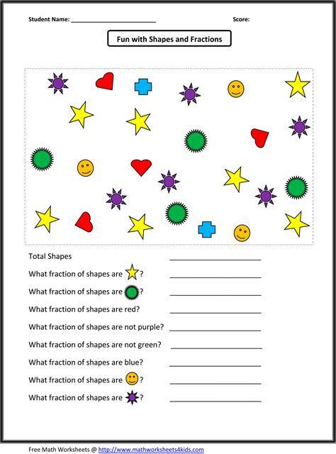 Identifying Fractions Worksheets