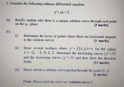 Solved 1 Consider The Following Ordinary Differential