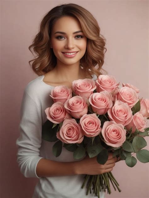 Девушка с букетом цветов