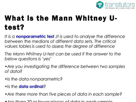 Mann Whitney U Test Statistics