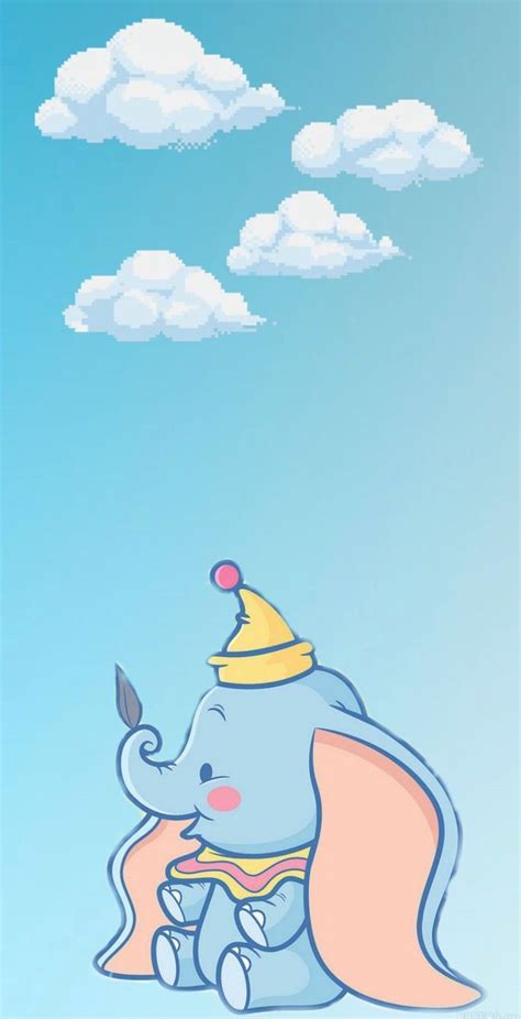 Image Mignonne Pour Efond Ecran Enfant Elephab Dumbo Bleu Sur Fond Leu