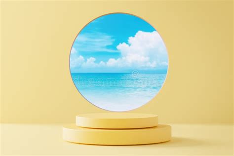 3D Yellow Podium With Copy Space For Product Display Presentation On