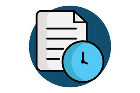 기록 아이콘입니다 색상이 지정된 윤곽선 아이콘 스타일입니다 시계가 있는 문서 시간 및 날짜와 관련된 아이콘입니다 시간 요소 벡터