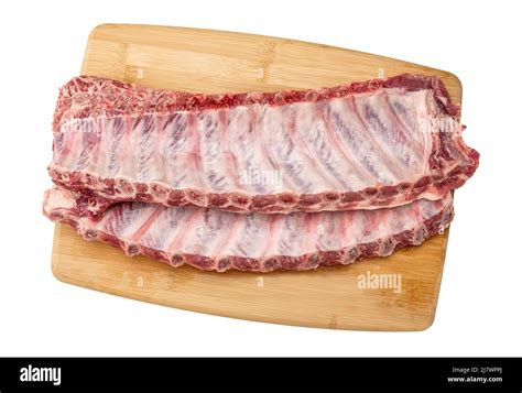 Raw Pork Spare Loin Ribs St Louis Cut Offered Closeup Top View On