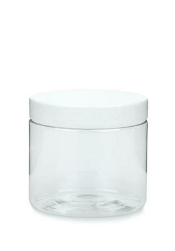 Pot en PET cylindrique transparent ml avec couvercle à vis en plastique blanc