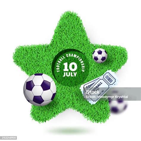 축구 선수권 대회 포스터 배너 디자인 템플릿입니다 별 모양의 필드 축구공 티켓 벡터 일러스트 레이 션 0명에 대한 스톡 벡터