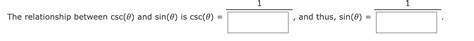 Solved The relationship between csc θ and sin θ is Chegg com