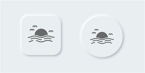 Sunset Solid Icon In Neomorphic Design Style Sun Signs Vector