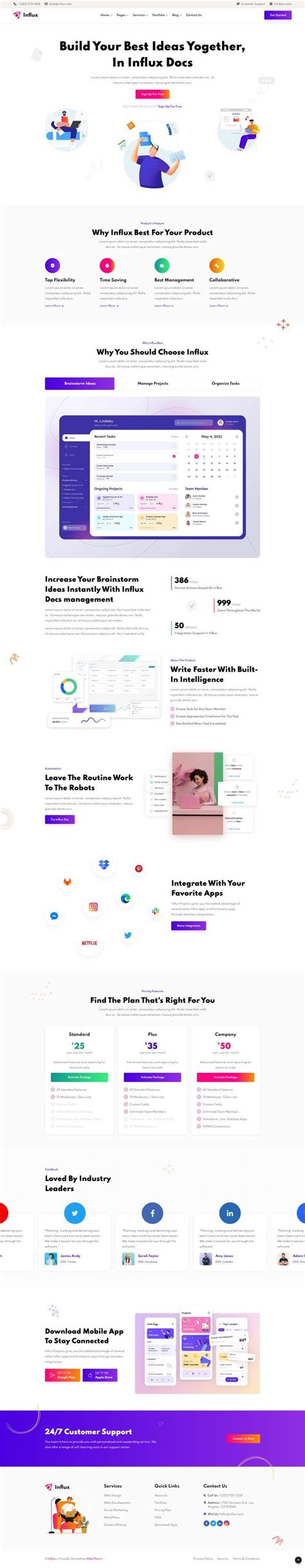 Influx Is A Creative Modern Website Template For Multipurpose Business