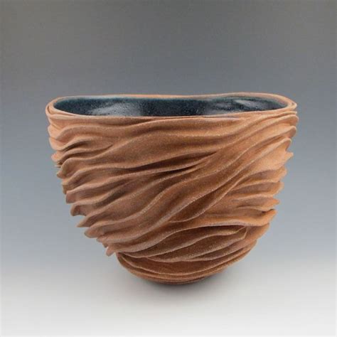 Deeply Carved Sculptural Ceramic Pottery Bowl Rich By Jtceramics
