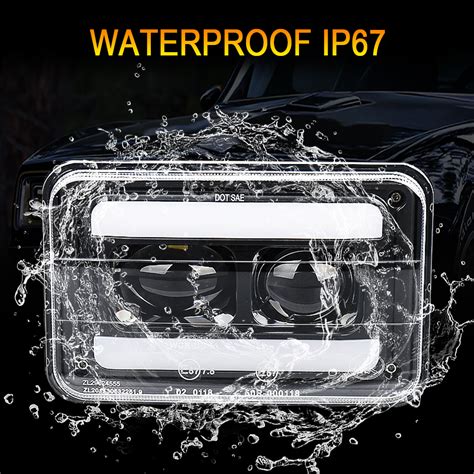 Doxmall 4pcs New 4x6 Led Headlights Pontiac Firebird Headlamp With Turn Signal Replace H4651