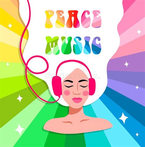 Psychedelic Hippie Woman With Glasses Vector Poster Stock Vector