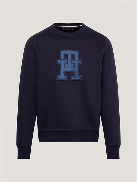 Sweatshirt Mit Th Monogramm Applikation Blau Tommy Hilfiger