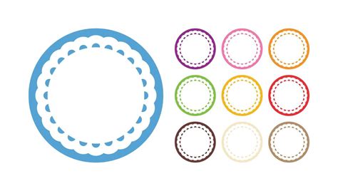 Simpe Multicolor Scalloped Blank Circle Frame Plain Borders Design