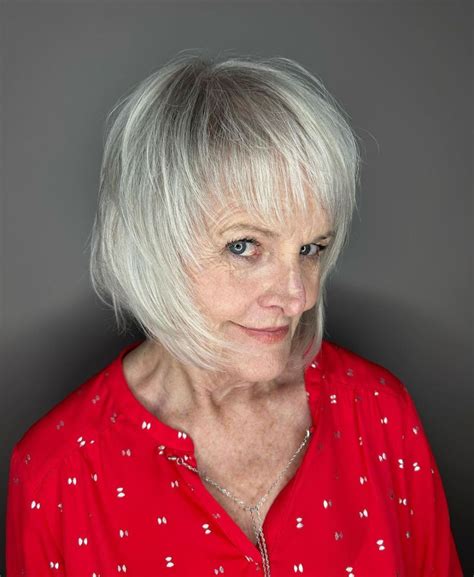 Silver Feathered Shag For Older Ladies Wedge Hairstyles Bob Hairstyles For Thick Classic