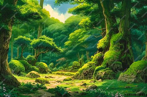 Premium Photo Moss In The Woods In Animation