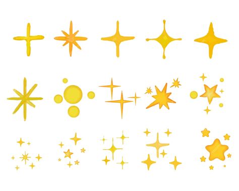 Premium Vector Yellow Watercolor Sparkle Symbol Vector Set Bright Firework Decoration Twinkle