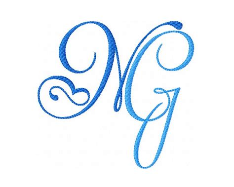 Custom Monogram Embroidery Design Script Font Name Etsy