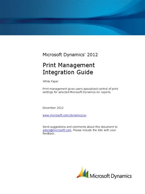 Ax 2012 Print Management Integration Guide Pdf Method Computer Programming Class