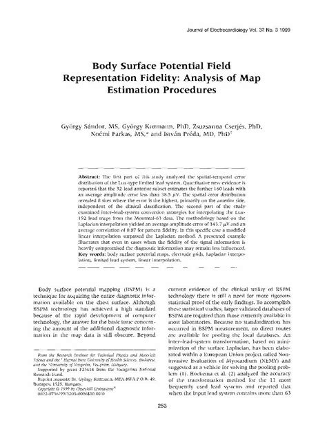 PDF Body Surface Potential Field Representation Fidelity Analysis Of