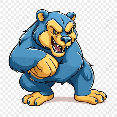 Ucla 클립 아트 화가 심술 궂은 표정으로 덩치 큰 파란색 만화 곰 벡터만화가웃다 Png 일러스트 무료 다운로드 Lovepik
