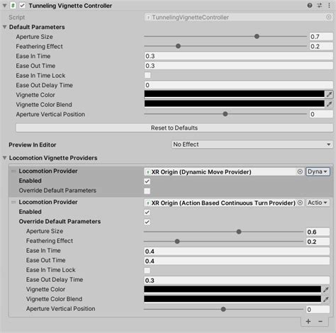 Tunneling Vignette Controller XR Interaction Toolkit 2 5 4