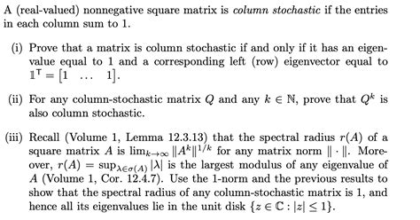 Solved A Real Valued Nonnegative Square Matrix Is Column