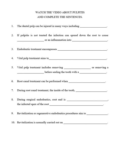 Pulpitis Task Pdf