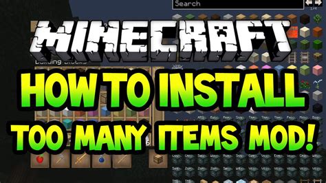 How To Install Too Many Items Mod For Minecraft 1710 Download Youtube