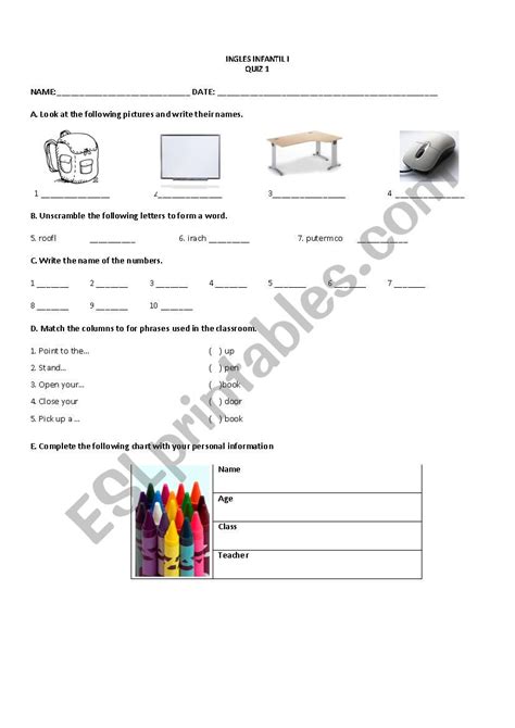 Classroom Objects Numbers Commands ESL Worksheet By Maguiness