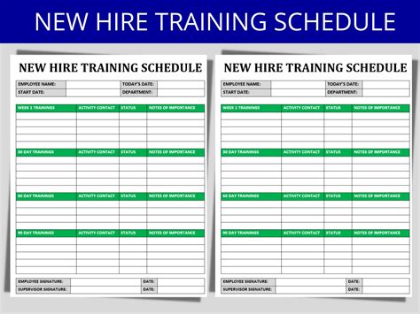 Simple New Hire Training Schedule Editable Word Template 90 Day Plan