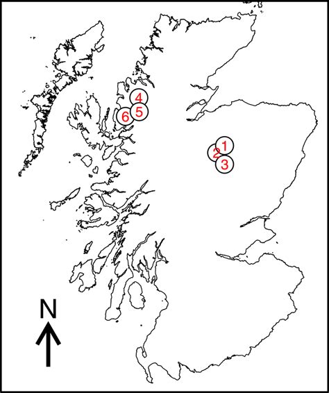 Map Showing The Locations Of The Six Populations Used In The Study